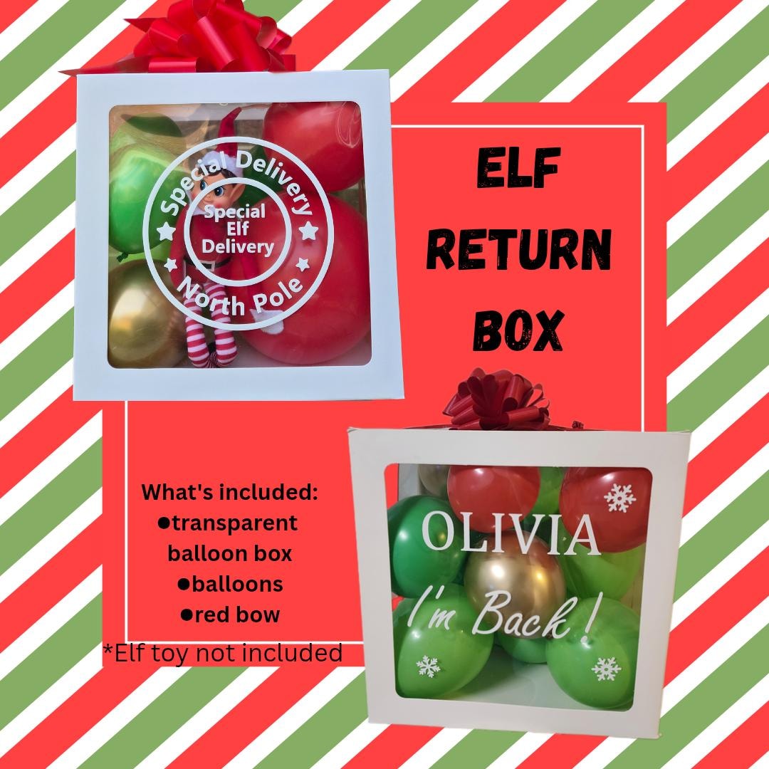 Personalized Elf Arrival Balloon Box | Personalized North Pole Return ...