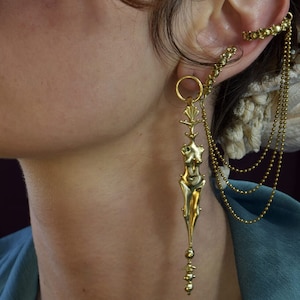 Gold Dangle Earrings, Venus Earrings, Aphrodite Earrings, Body Earrings, Ancient Roman Earrings ...