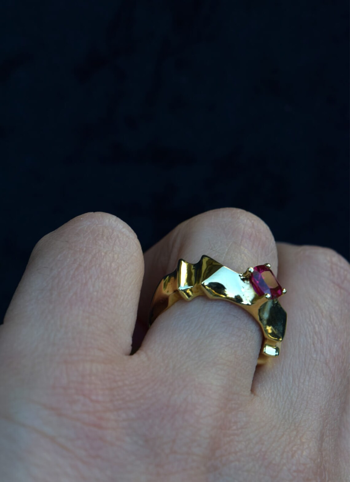 Bronze Signet Ring, Solid Bronze Ring With Stone, Bronze Ring, Sculptural Ring, Geometrical ...