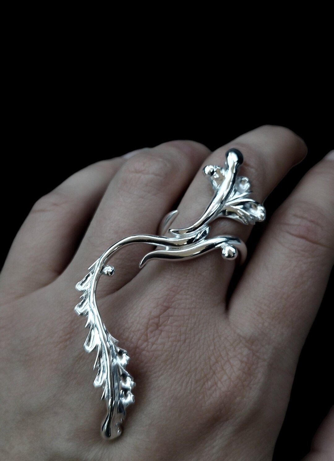 Acanthus Leaf Ring, Leaf Wrap Ring, Adjustable Ring, Leaf Ring, Flower Ring, Artisanal Wedding ...