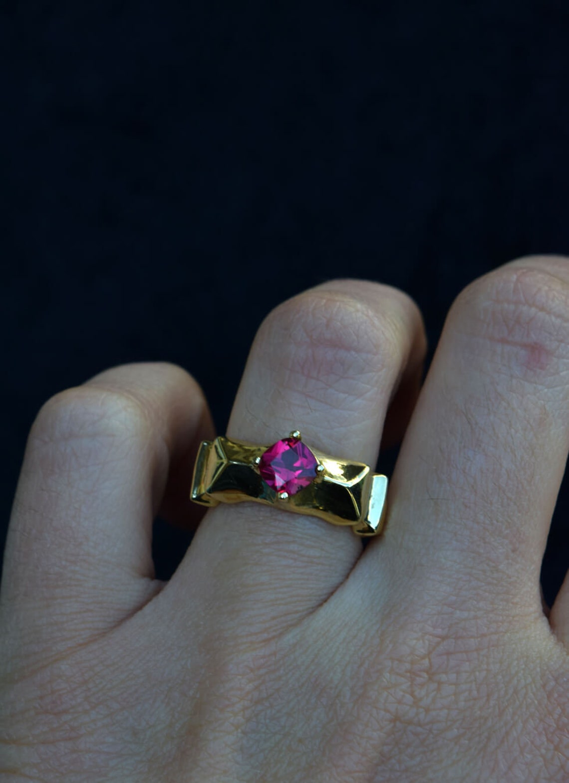 Bronze Signet Ring, Solid Bronze Ring With Stone, Bronze Ring, Sculptural Ring, Geometrical ...