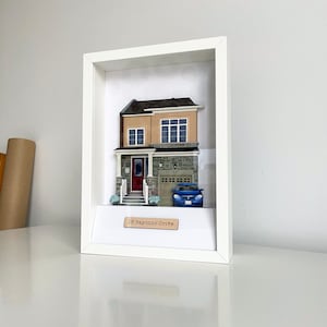 Custom Wooden House Portrait in Frame for New Home Gift, Layered House ...