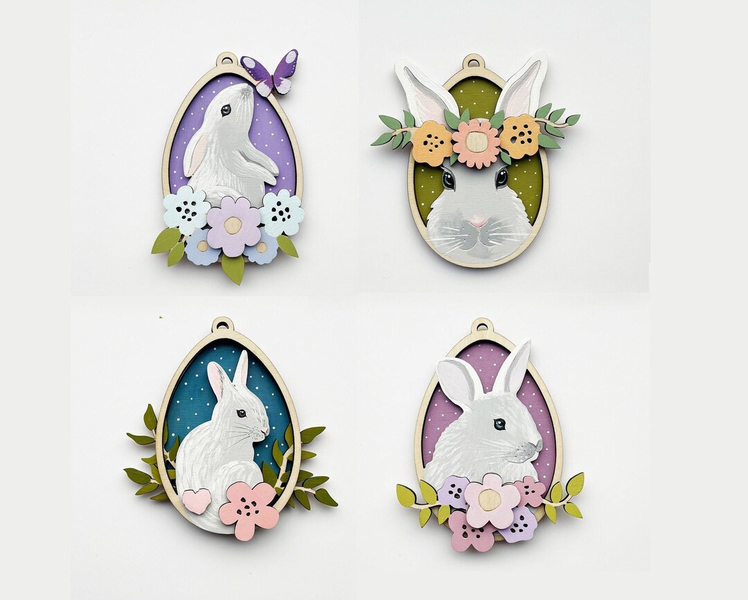 Easter Bunny Laser Cut Files Pendant Easter Decor Cnc File Glowforge ...