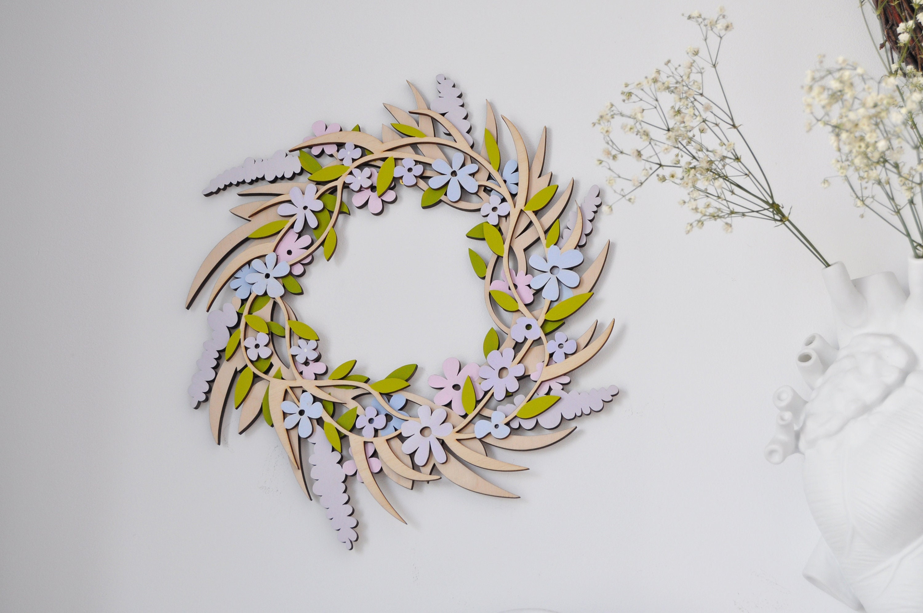 Wreath Svg Floral Wreath Svg Farmhouse Wreath Layered Svg | Etsy