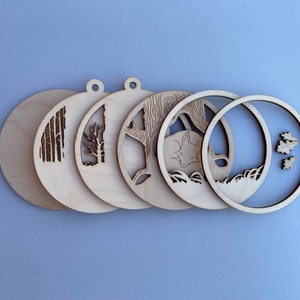 Christmas Winter Ornament Laser Cut Set of Four, Multilayer Cozy ...