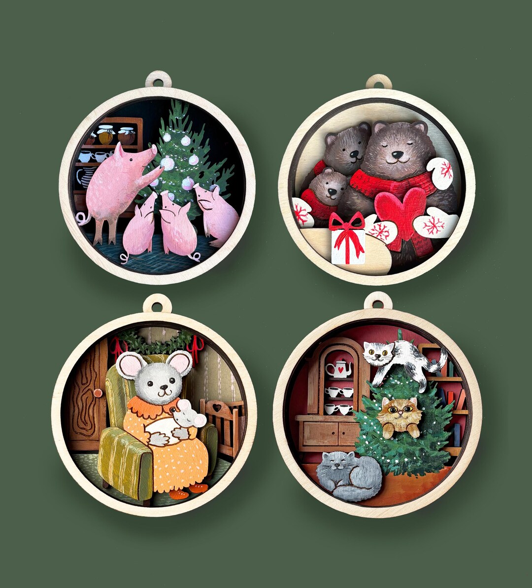 Christmas Svg Bear Family Svg Pigs Svg Cats and the Tree Cute Mouse Svg ...