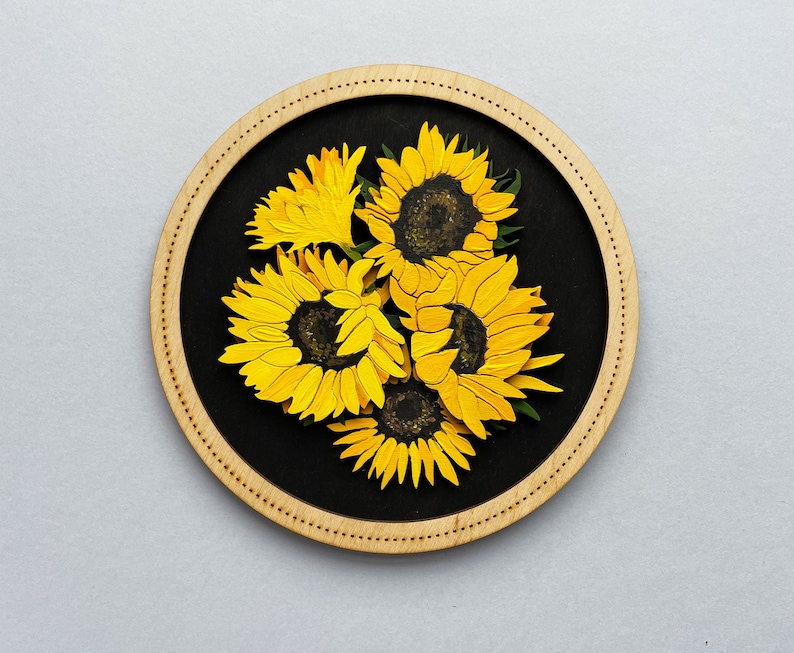 Layered Sunflowers Svg Laser Cut Files Flowers Svg Sunflower Etsy