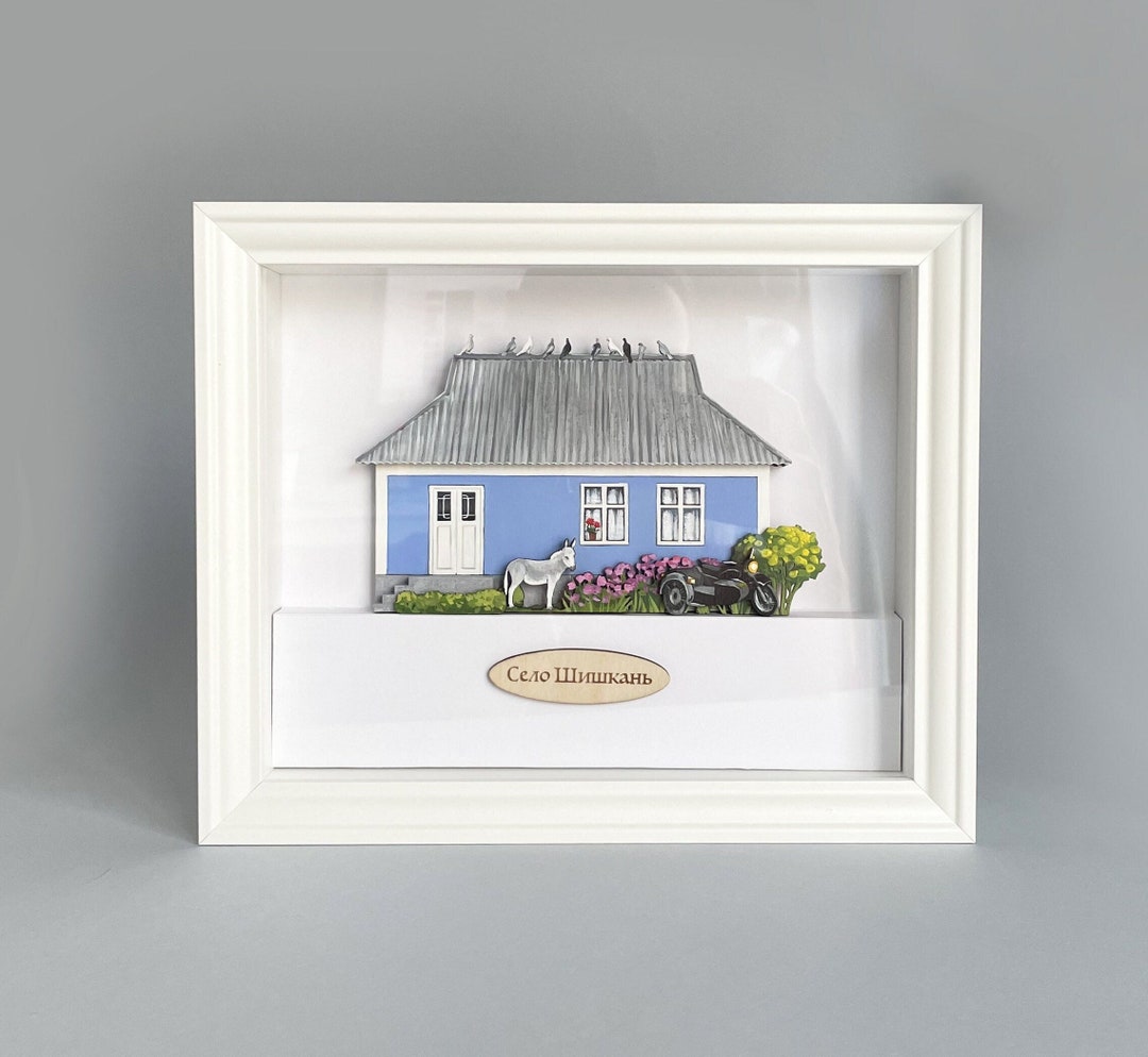 Custom Wooden House Portrait in Frame for New Home Gift, Layered House ...