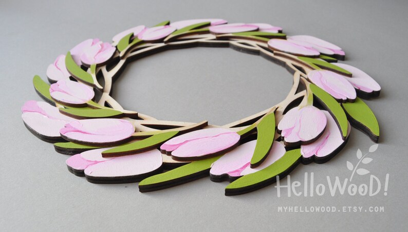 Wreath Svg Tulip Wreath Ornament Svg Laser Cut Files Easter - Etsy