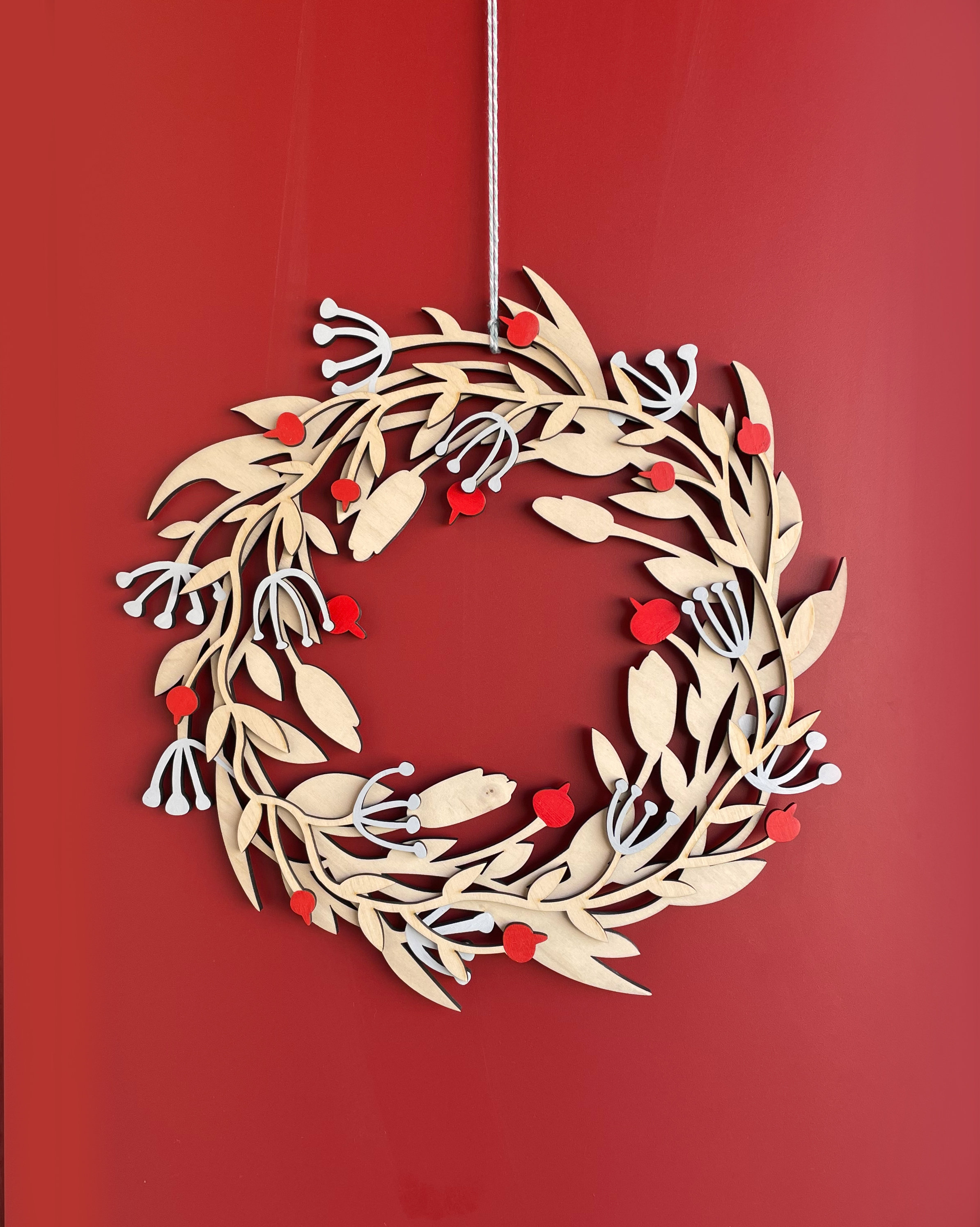 Christmas Berry Wreath Laser Cut Files, Branches, Leaves Wreath ...