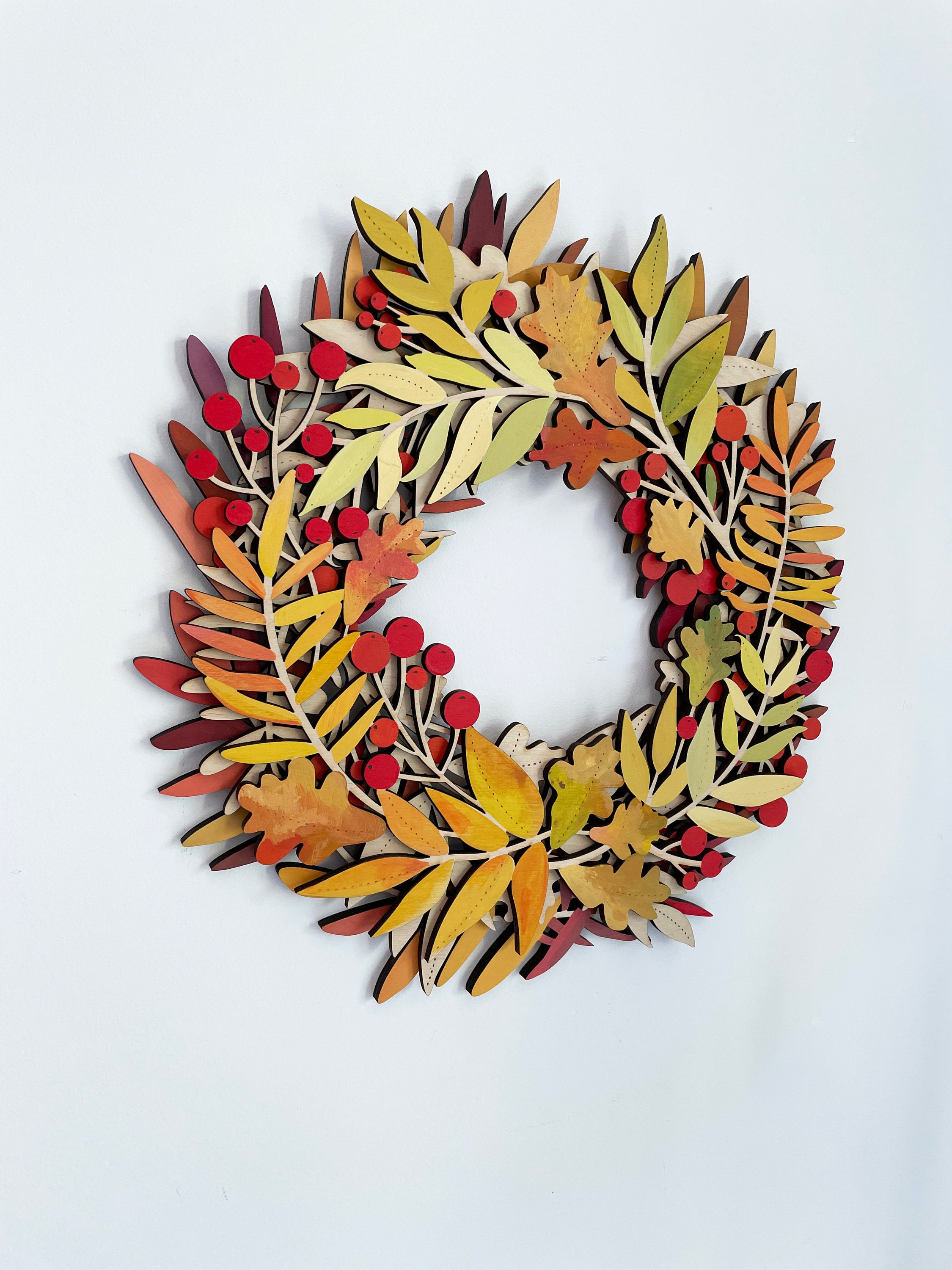 Fall Wreath Laser Cut Files Autumn Wreath Svg Pumpkin Leaves - Etsy