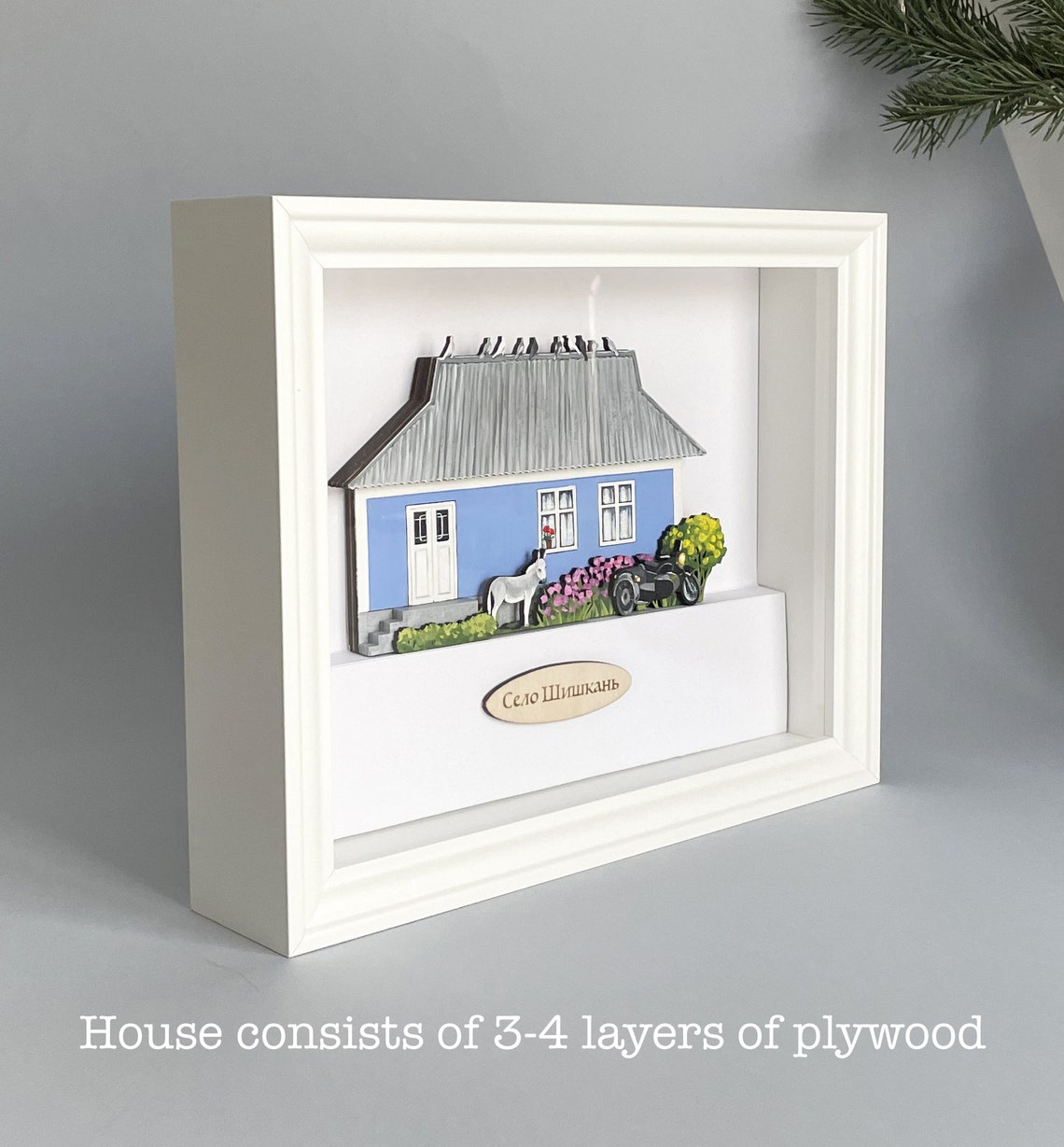 Custom Wooden House Portrait in Frame for New Home Gift - Etsy