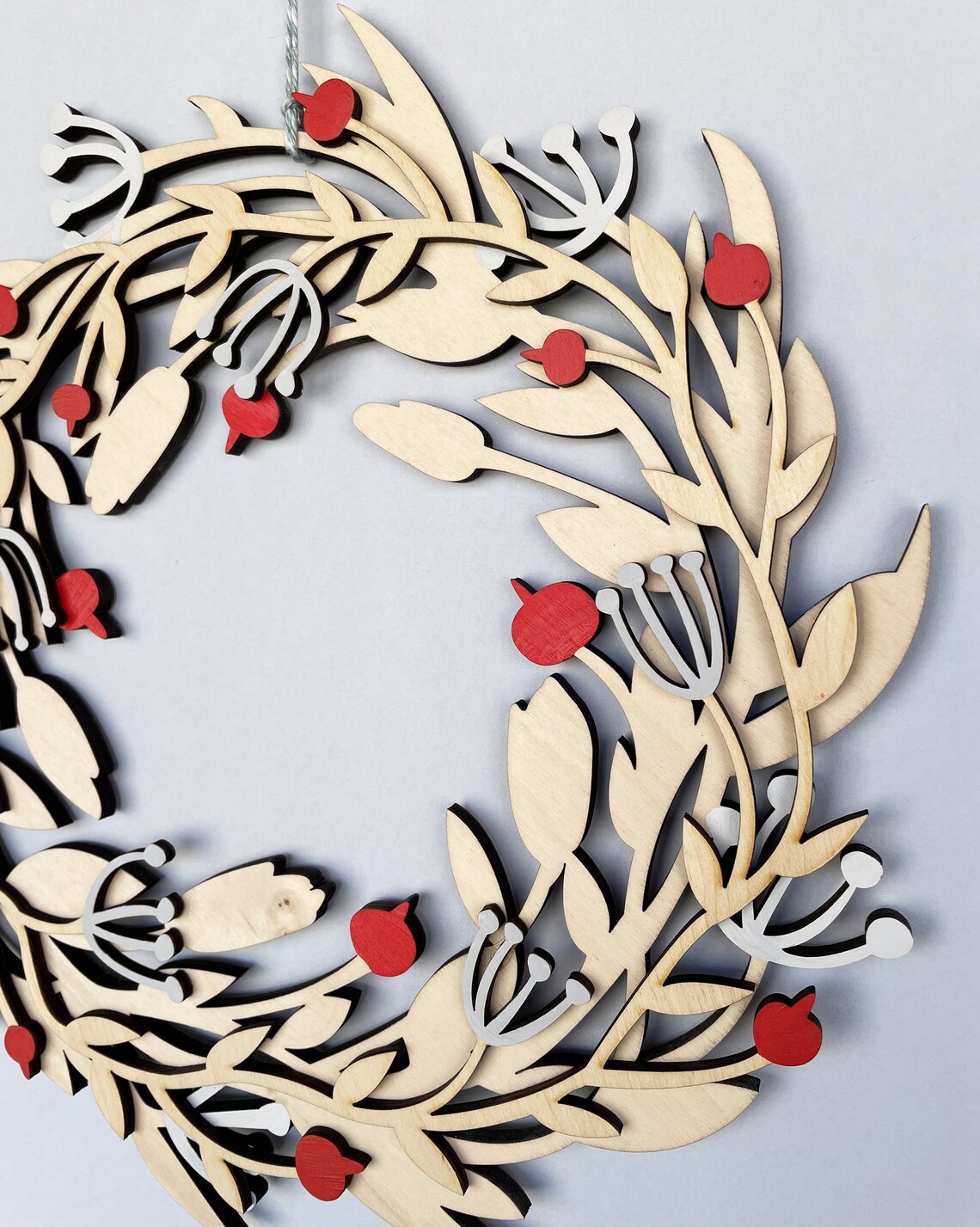 Christmas Berry Wreath Laser Cut Files, Branches, Leaves Wreath ...