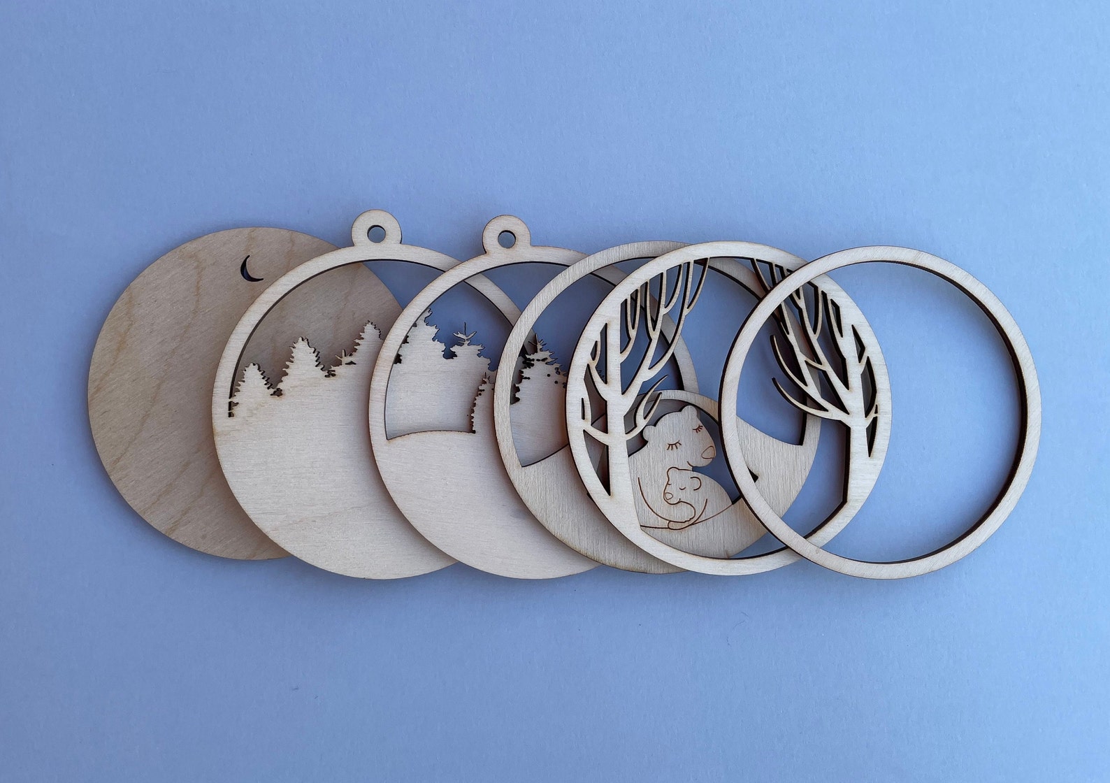 Christmas Winter Ornament Laser Cut Set of Four Multilayer - Etsy