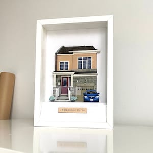 Custom Wooden House Portrait in Frame for New Home Gift, Layered House ...