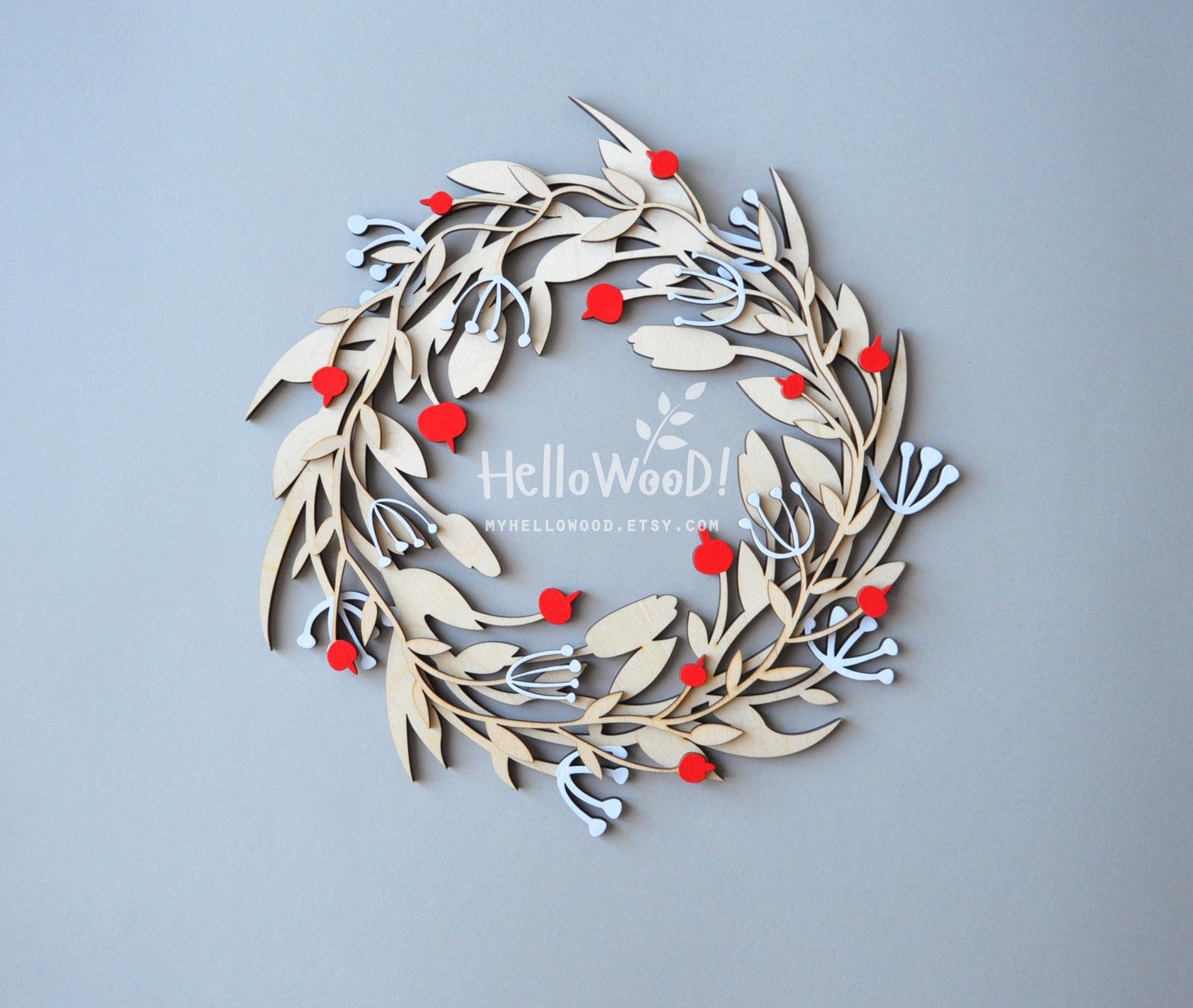 Christmas Berry Wreath Laser Cut Files, Branches, Leaves Wreath ...