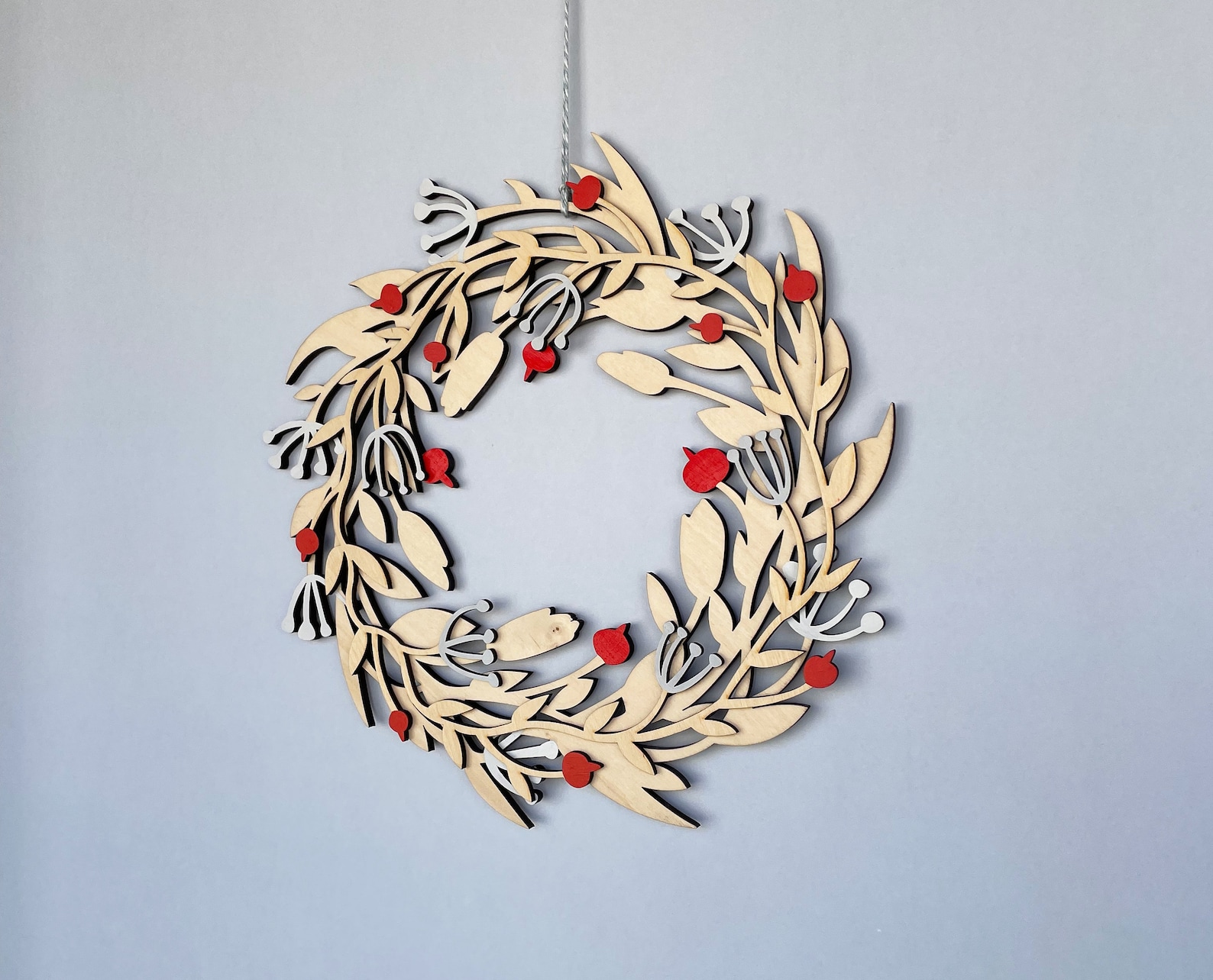 Christmas Berry Wreath Laser Cut Files, Branches, Leaves Wreath ...