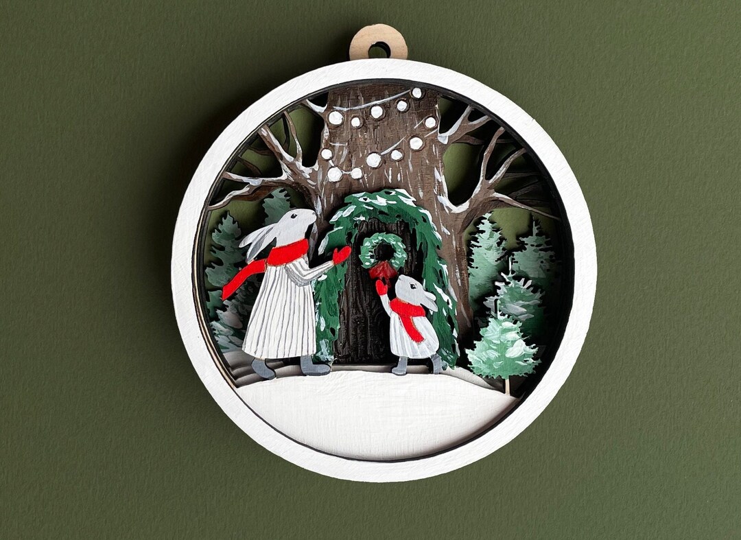 Christmas Ornaments Bunny Svg Rabbit Woodland Nursery Decor Woodland ...