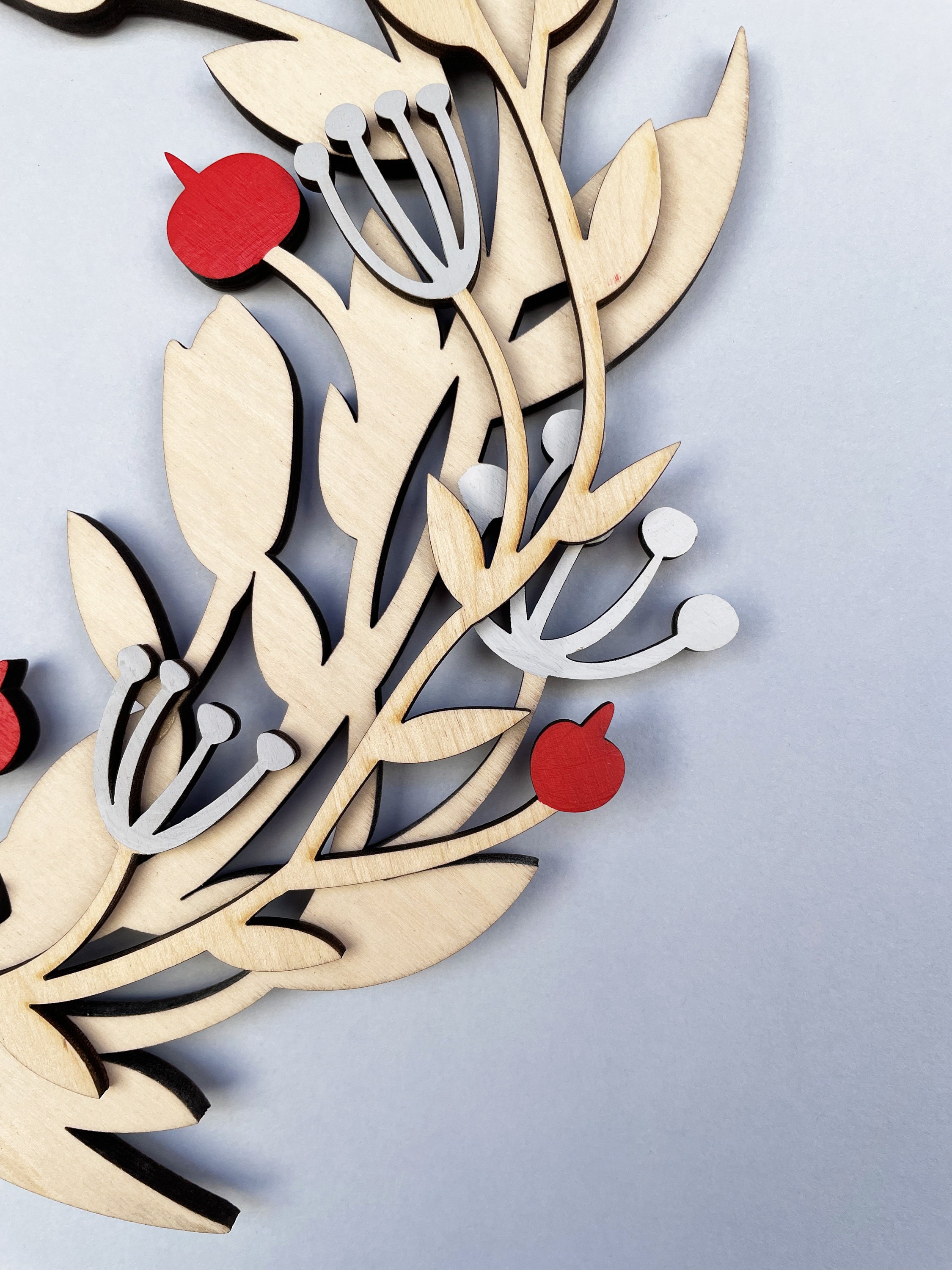 Christmas Berry Wreath Laser Cut Files, Branches, Leaves Wreath ...