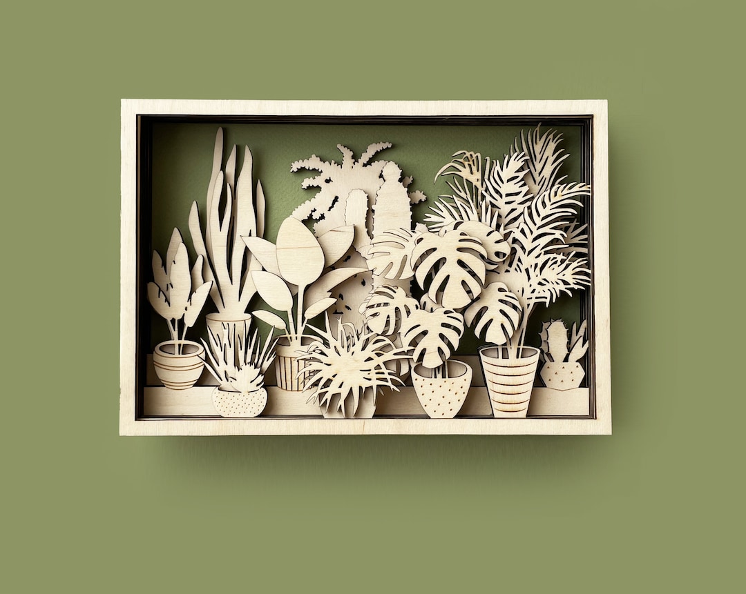 Layered Svg Plant Svg Wall Panel Succulent Plants Plant Decor Layered ...