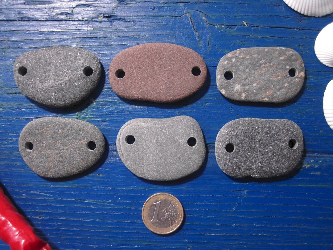 6 Flat Natural Stone Connectors Stone Links Rock Links - Etsy