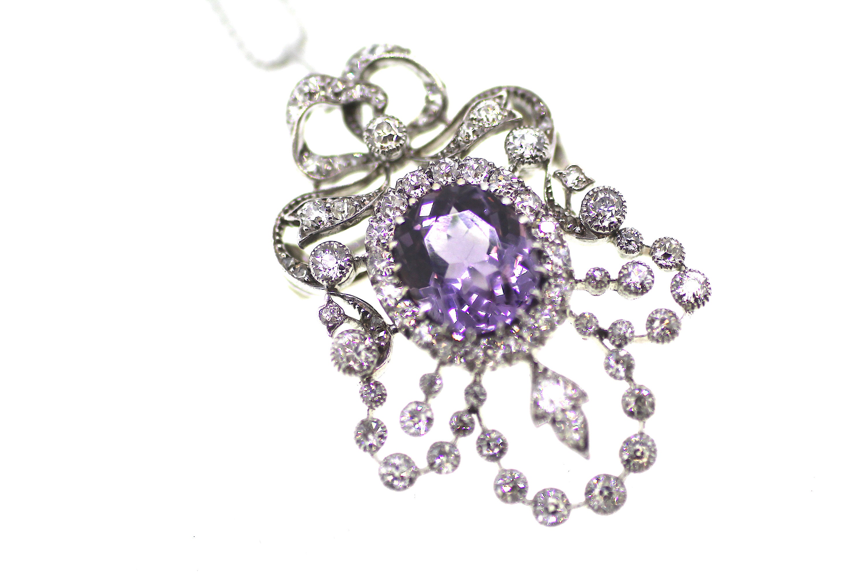 British Art Deco Spinel Diamond Pendant / Rare Natural Spinel Pendant ...