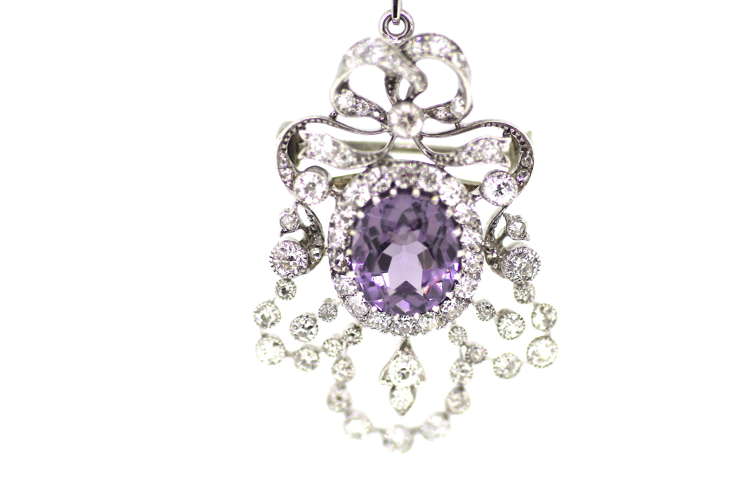 British Art Deco Spinel Diamond Pendant / Rare Natural Spinel Pendant ...