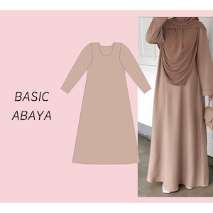 Basic Abaya PDF Sewing Pattern Sizes 6-16 A4/A0 UK Paper Size (muslim ...