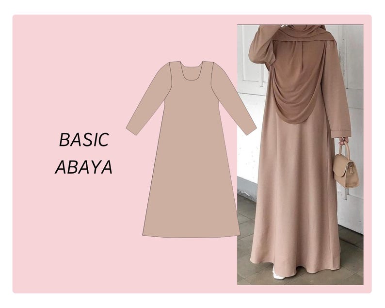 Basic Abaya PDF Sewing Pattern Sizes 6-16 A4/A0 UK Paper Size (muslim Fashion, Womenswear, Abaya ...