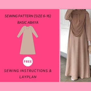 Basic Abaya PDF Sewing Pattern Sizes 6-16 A4/A0 UK Paper Size (muslim ...