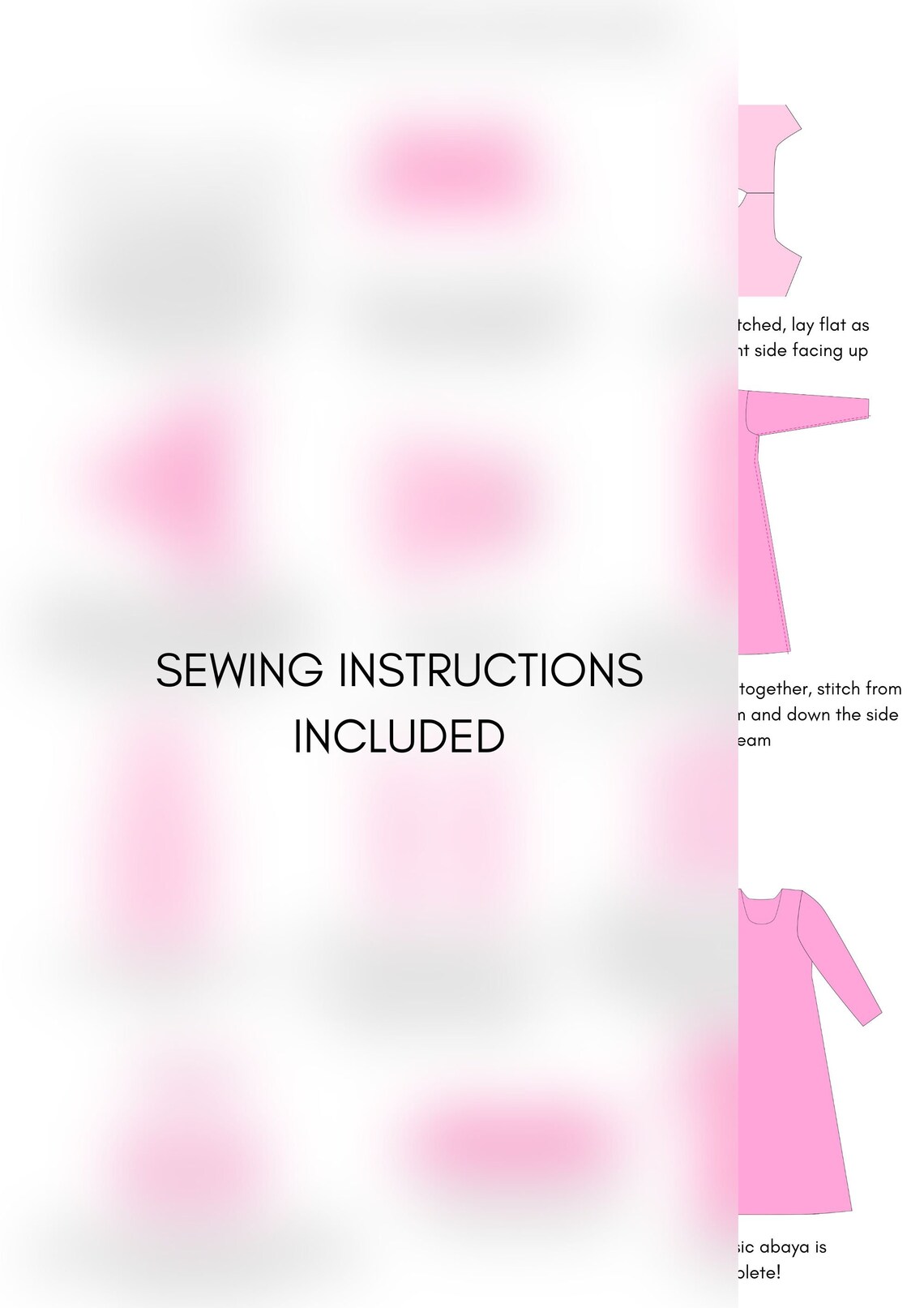 Basic Abaya PDF Sewing Pattern Sizes 6-16 A4/A0 UK Paper Size (muslim ...