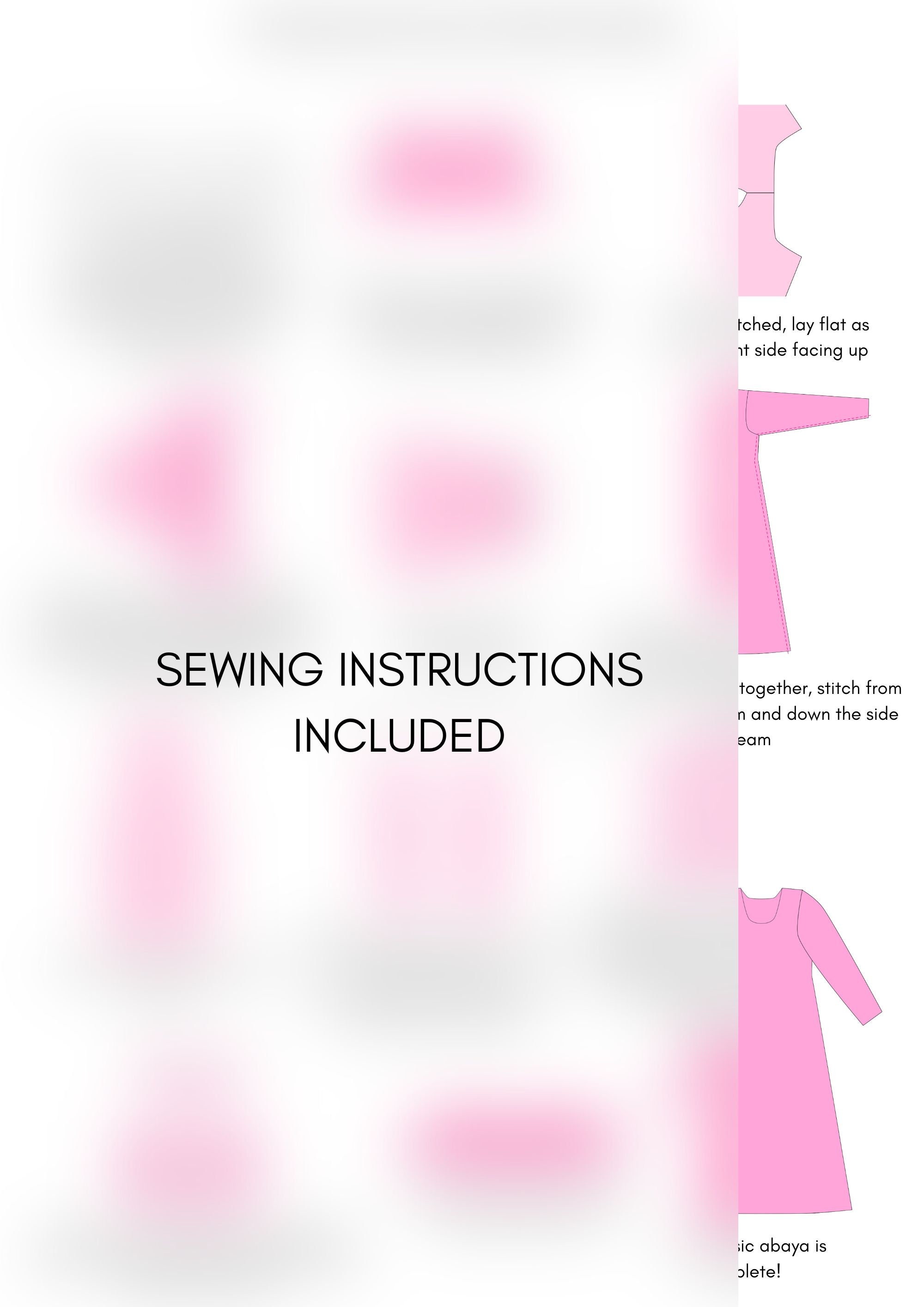 Basic Abaya PDF Sewing Pattern Sizes 6-16 A4/A0 UK Paper Size (muslim ...