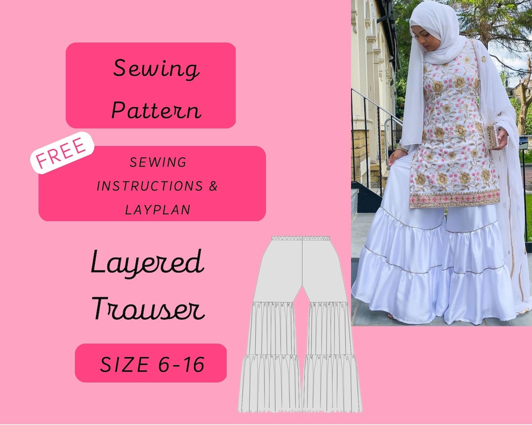 Layered Trousers A4/A0 Digital PDF Sewing Pattern Sizes 6-16 - Etsy