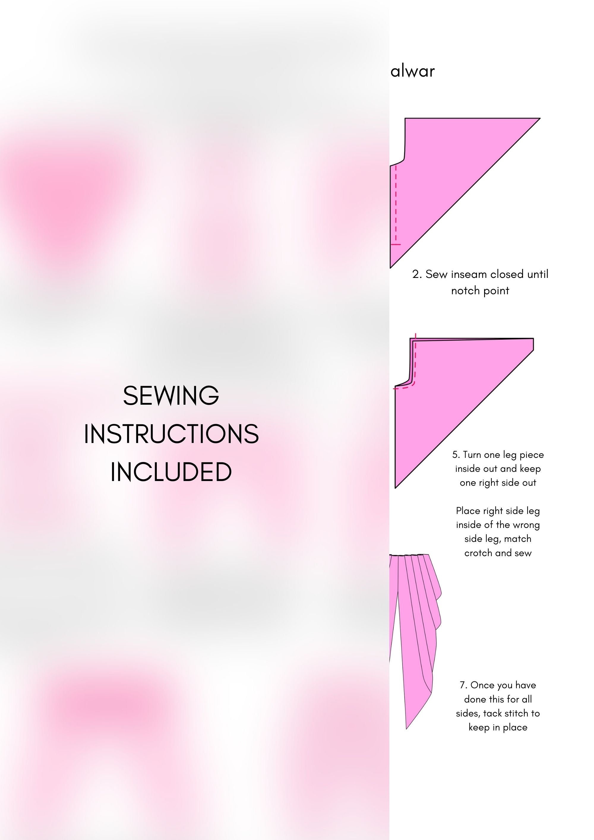 Dhoti Shalwar/salwar Trousers A4/A0 PDF Sewing Pattern Sizes 6-16 ...