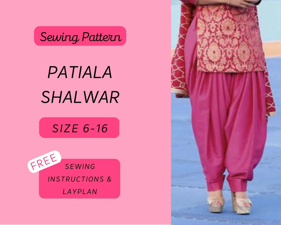 Patiala Shalwar/salwar PDF Sewing Pattern Sizes 6-16 (asian Clothing, Womenswear, Indian Fashion ...