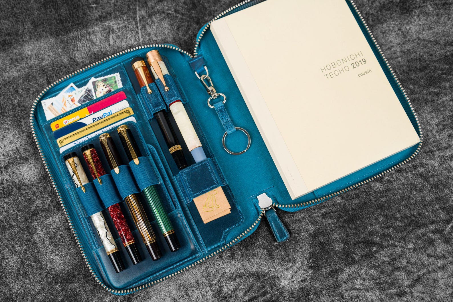 Leather Zippered A5 Notebook Folio - C.H. Ocean Blue - Etsy