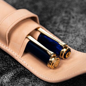 Leather Flap Pen Case for Two Pens Undyed Leather - Etsy