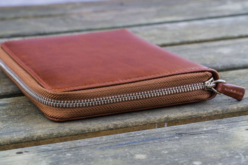 Leather Zippered 5 Slot Pen Case in Brown – Handmade Full Grain Leather ...
