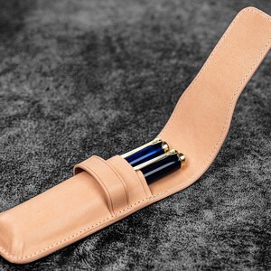 Leather Flap Pen Case for Two Pens Undyed Leather - Etsy