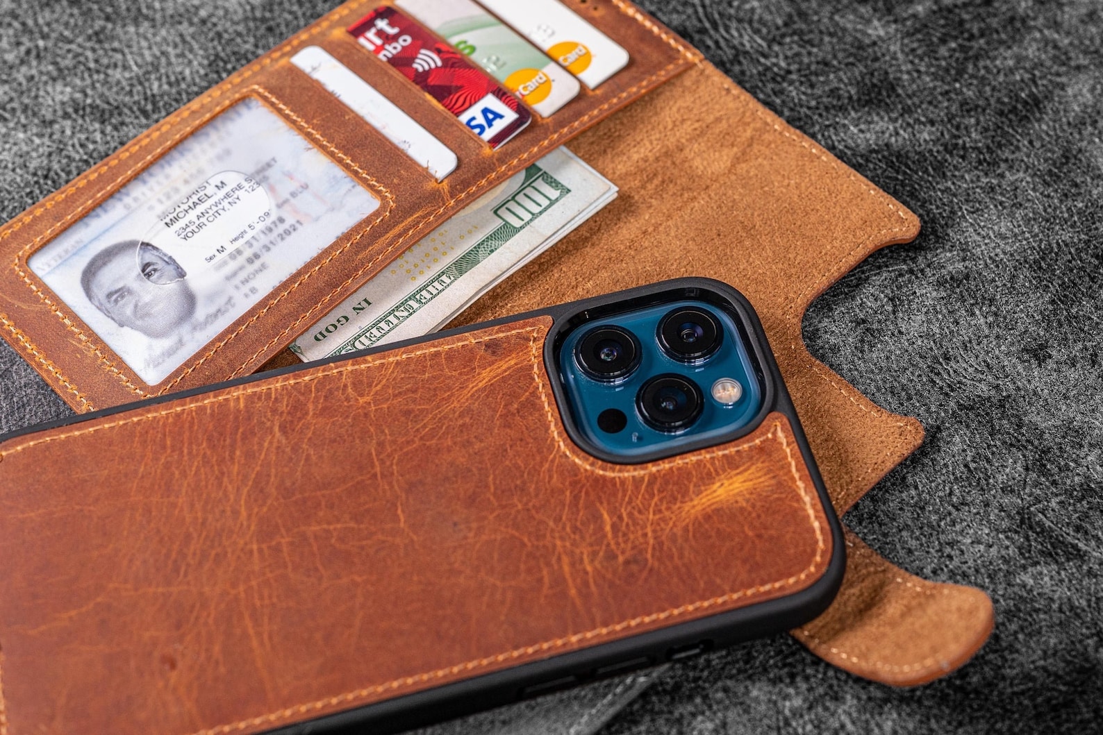 Detachable iPhone 12 / 12 Pro Leather Wallet Case - Etsy