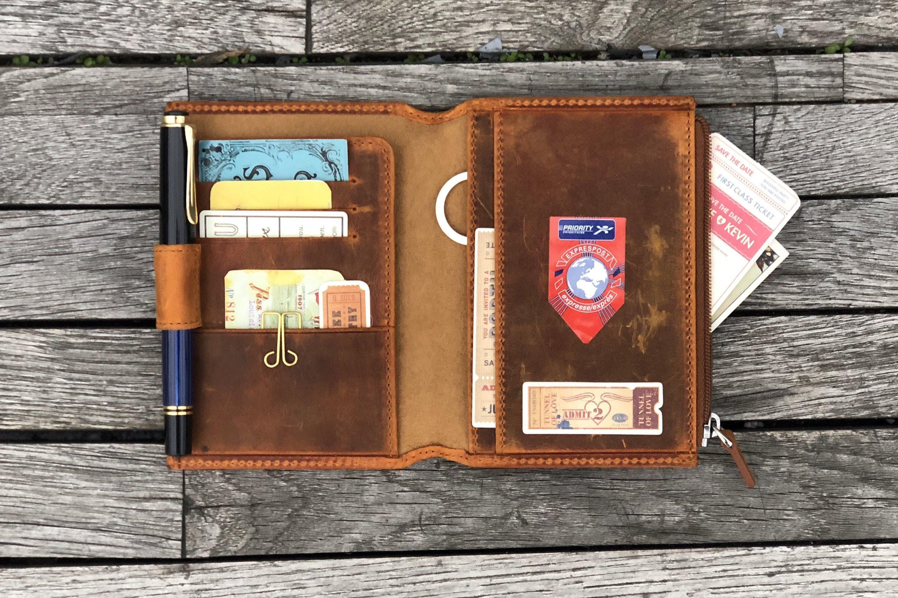 Leather Wallet Insert for Traveler's Notebook - Passport Size, Crazy ...