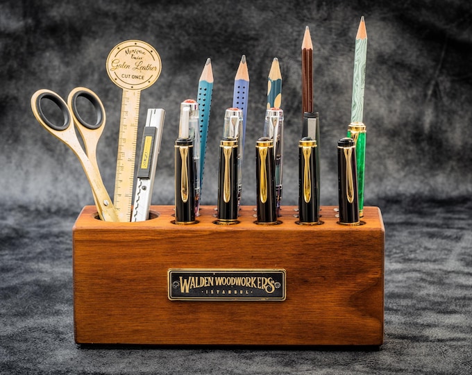 Wood Desk Organizer Pen Holder Walnut - Etsy
