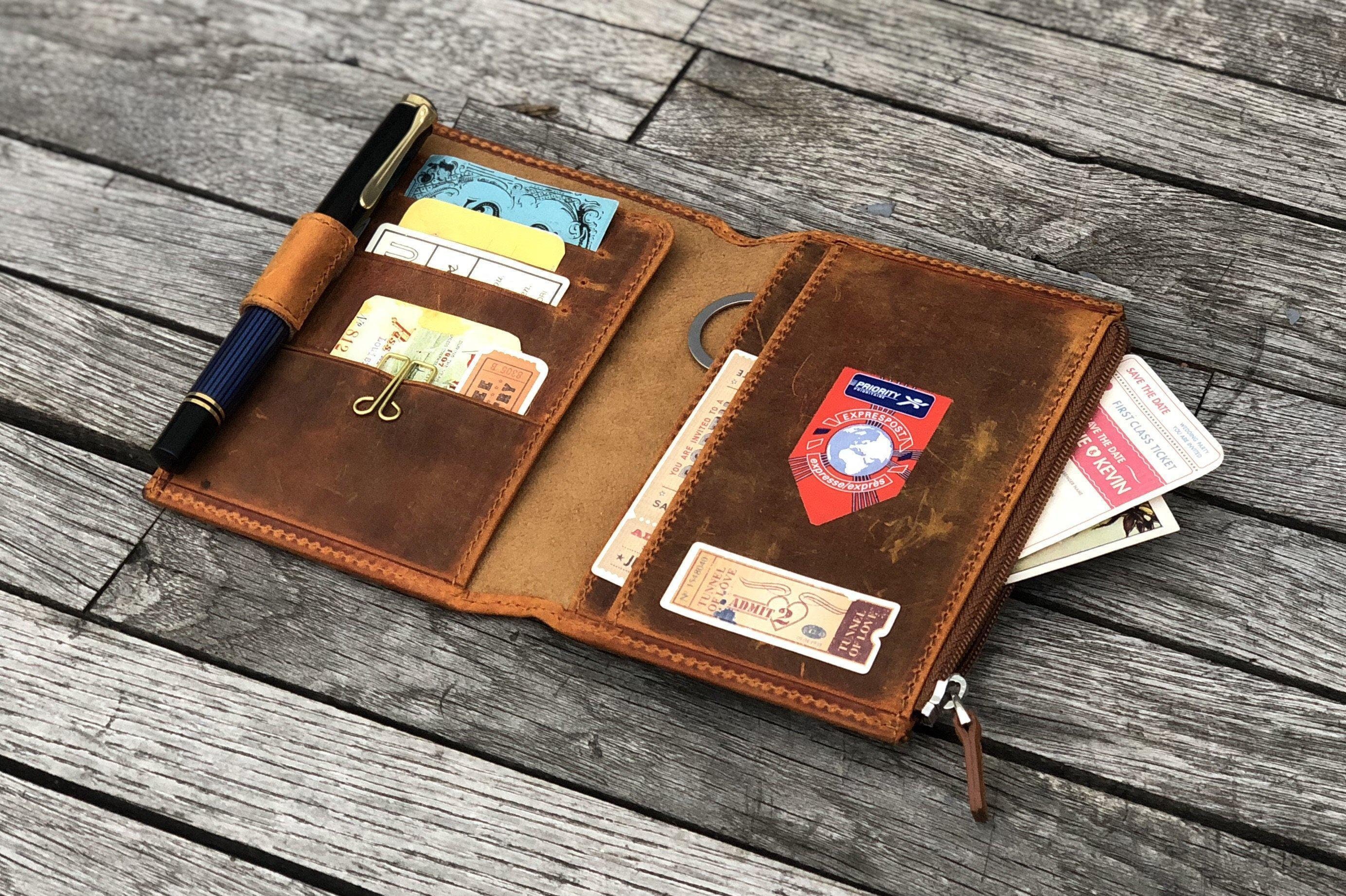 Leather Wallet Insert for Traveler's Notebook - Passport Size, Crazy ...