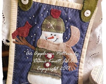 Snowman Wool Applique Pattern Download by Diane Knott LLC | Etsy