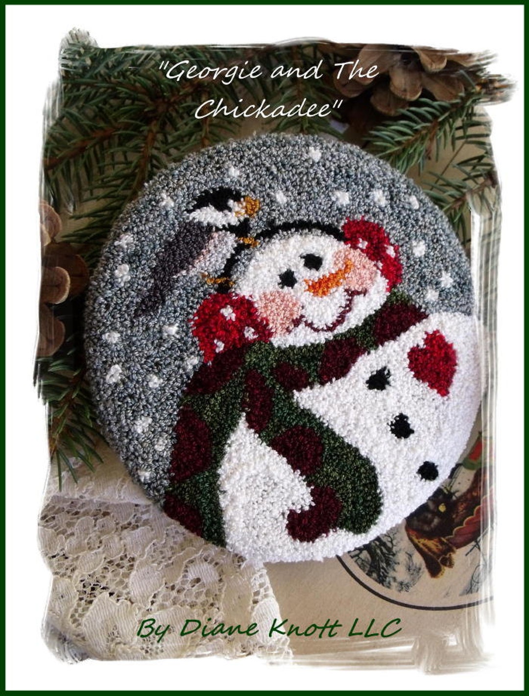 Chickadee and Snowman Punch Needle Pattern Download by Diane Knott LLC - Etsy