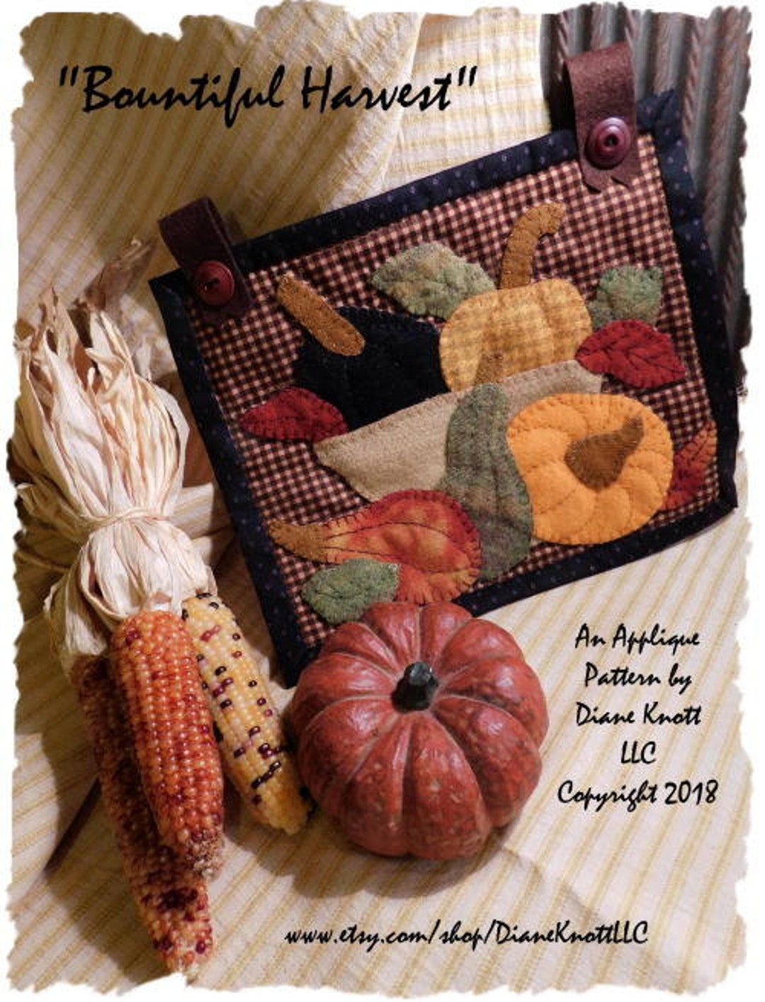 Bountiful Harvest Fall Applique Pattern Download by Diane Knott LLC ...