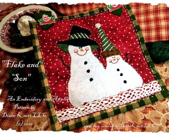 Snowman Wool Applique Pattern Download by Diane Knott LLC - Etsy