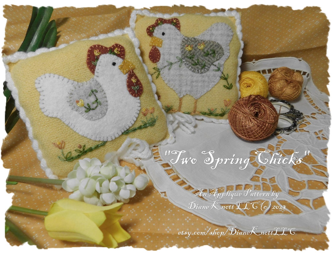Two Spring Chicks - Wool Applique and Embroidery Pattern Download by ...