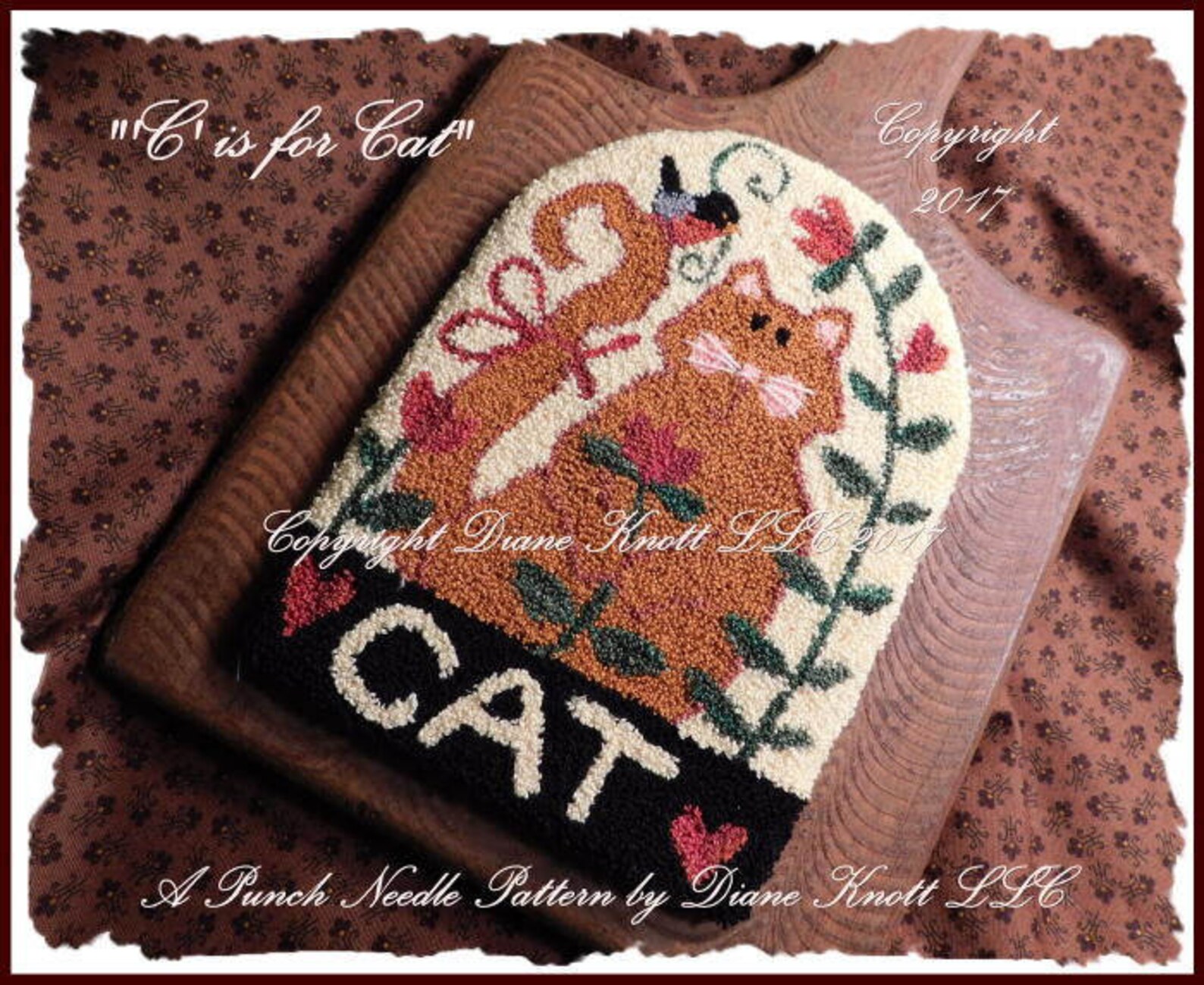 C is for CAT Punch Needle Pattern Download by Diane Knott LLC - Etsy