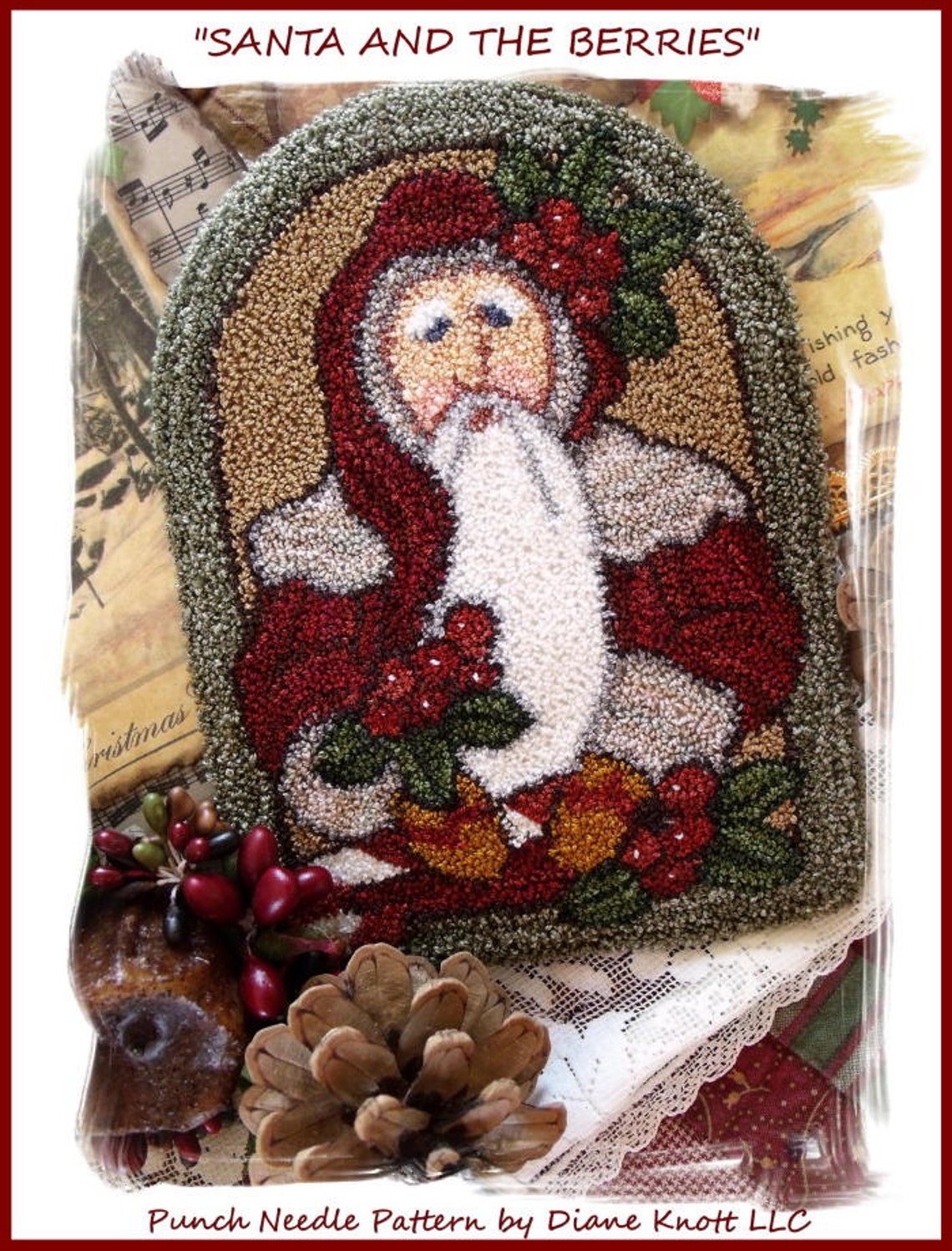 Santa Punch Needle Pattern Download by Diane Knott LLC - Etsy